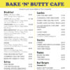 Menu – Bake N Butty Cafe
